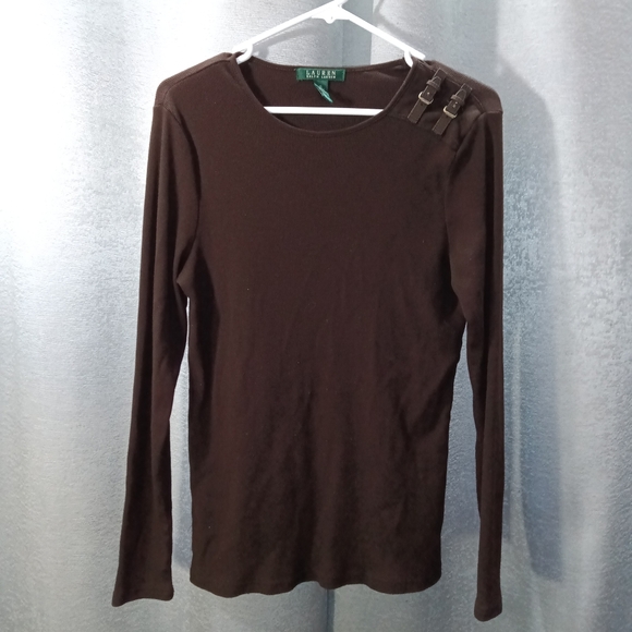 Tops | Brown Fitted Ribbed Top | Poshmark